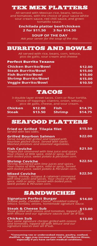 Ashland, VA – Menu – Perfect Pollo